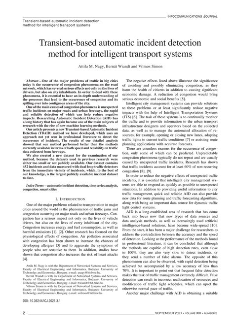pdf transient based automatic incident detection method for intelligent transport systems