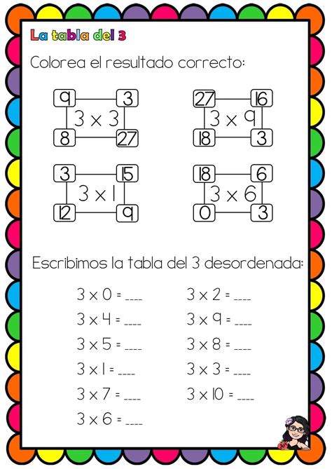 Ejercicio De Tabla Del Para Segundo Primaria F E