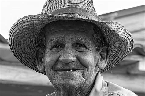 Cuba Cubain Portrait Vieux Homme Paysan La Personne Visage Noir