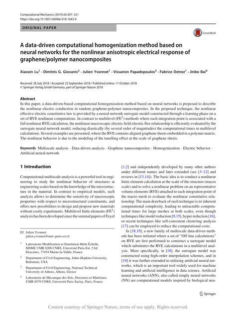a data driven computational homogenization method based on neural networks for the nonlinear