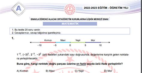 LGS SINAV SORULARI CEVAPLARI 2023 MEB Liselere Geçiş Sistemi LGS