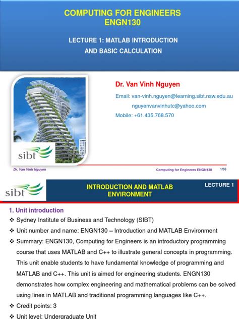 01 lecture 1 introduction and matlab environment pdf matlab computer programming