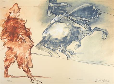 Claude WEISBUCH Le clown et la cavalière 1983 Lithographie