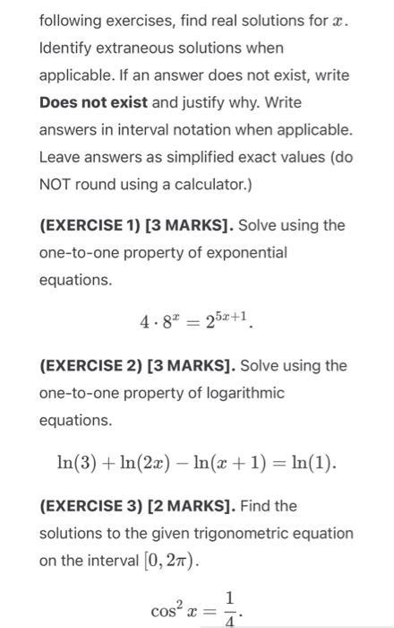 solved following exercises find real solutions for x