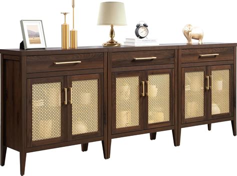 Amazon SICOTAS Sideboard Buffet Cabinet Set Of 3 Wood Credenza