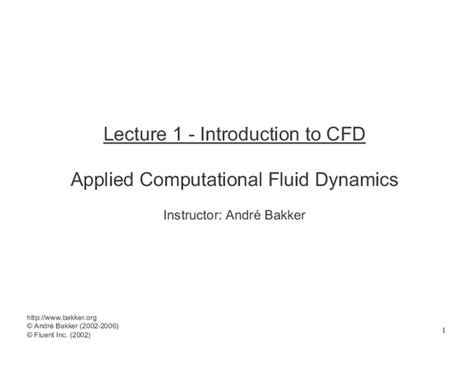 pdf lecture 1 introduction to cfd applied computational fluid dynamics instructor andré