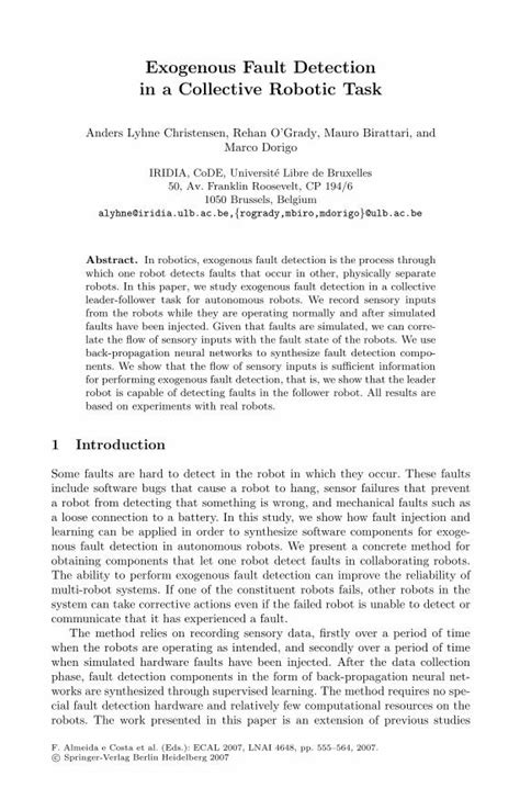pdf lnai 4648 exogenous fault detection in a collective iridia ulb ac be mbirattari