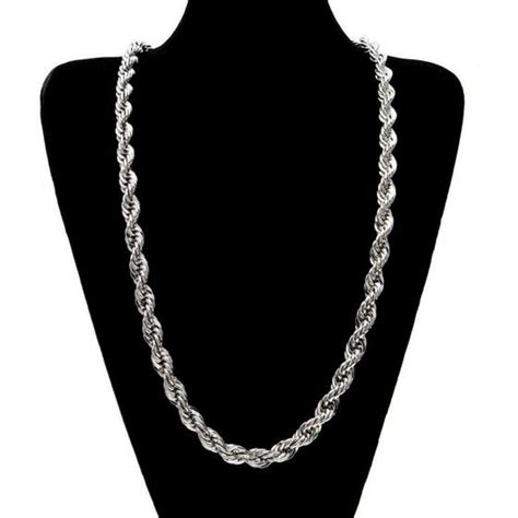 Cordão Baiano Torcido Aço Inox 6mm Grosso Corrente Masculina 70cm Aço