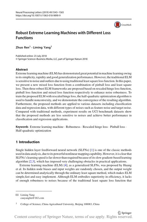 robust extreme learning machines with different loss functions