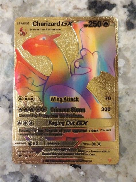 Mavin POKEMON Gold Foil Charizard GX Card HP 250 Rainbow 150 147