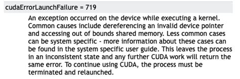 OSError External CUDA Error 719 Unspecified Launch Failure