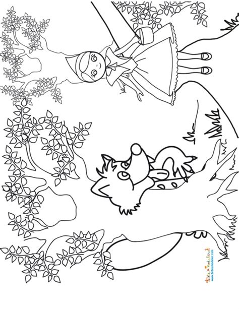 Le Loup Guette Le Petit Chaperon Rouge Coloriages Du Petit Chaperon