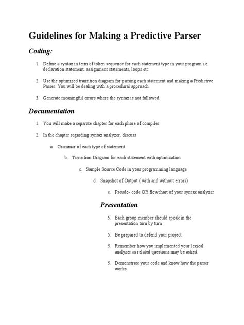 guidelines for making a predictive parser pdf parsing grammar