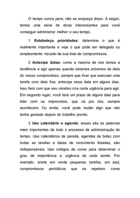 7 Dicas Para Administrar Melhor O Seu Tempo PDF