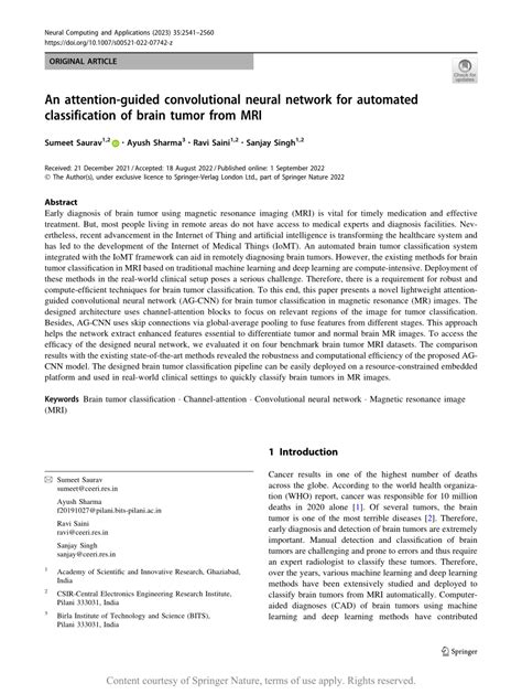 an attention guided convolutional neural network for automated classification of brain tumor