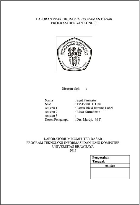 laporan praktikum pemrograman dasar program dengan kondisi pdf download gratis