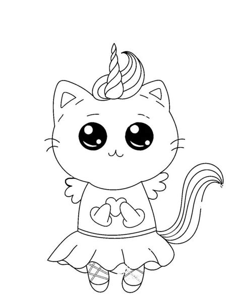 Coloriage Le chat licorne magique en robe dessin gratuit à imprimer