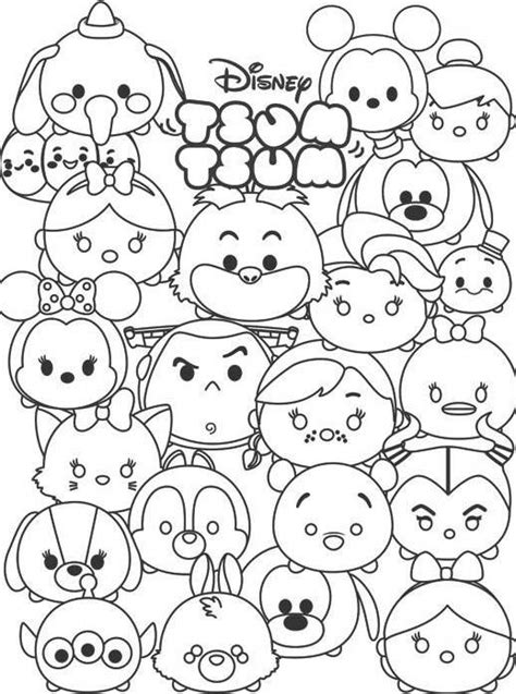 Coloriage Personnages mignons de Tsum Tsum dessin gratuit à imprimer
