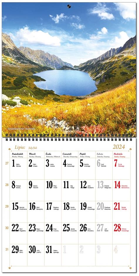 Kalendarz 2024 na spirali DUŻY ścienny 30x60cm GÓRY TATRY 14805626135
