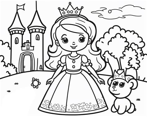 princezna omalovánky princezna před zámkem Omalovánky k vytisknutí zdarma