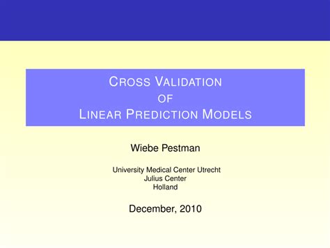 pdf cross validation of linear prediction models