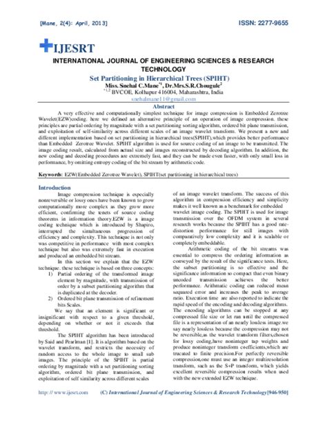 pdf set partitioning in hierarchical trees spiht ijesrt journal