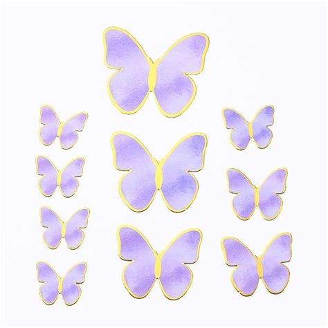 Hand Painted Purple Butterfly Cake Topper Pack Of 10 Purple Butterfly