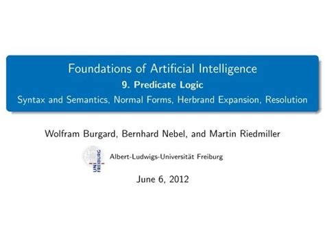 9 predicate logic syntax and semantics normal forms herbrand