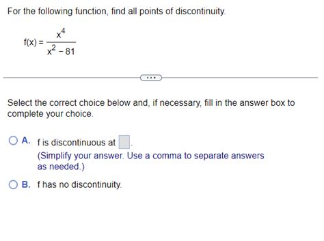 solved for the following function find all points of