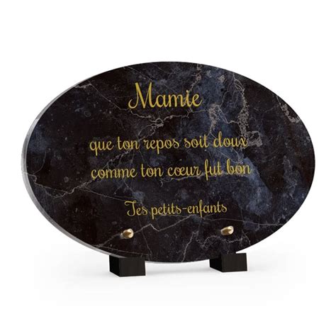 Plaque Ovale Motif Marbre Noir