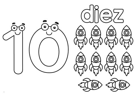 Dibujos de Número 10 para Colorear para Colorear Pintar e Imprimir