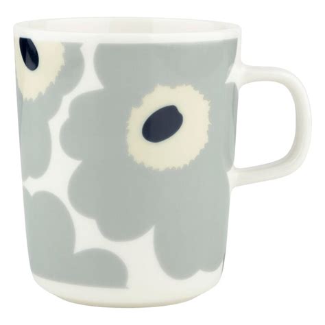 Marimekko Oiva Unikko Mug 2 5 Dl White Light Grey Sand Dark