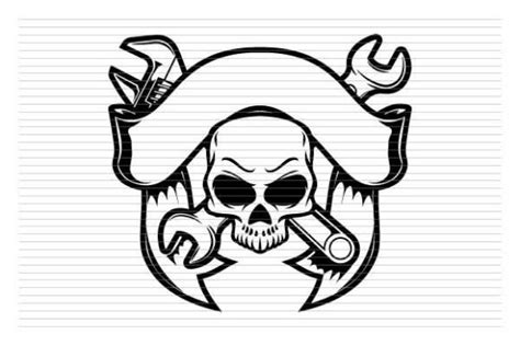 Crossed Tools Mechanic Skull Banner Svg Graphic By Awspik Creative