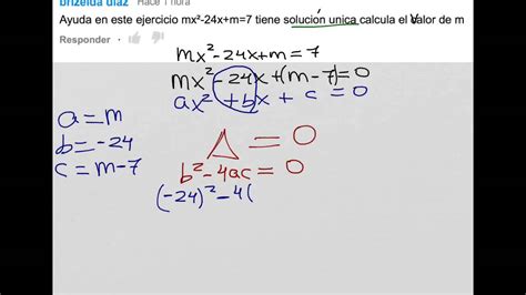 Como resolver cuando una ecuación cuadrática tiene solución única YouTube