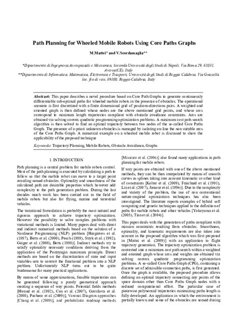 pdf path planning for wheeled mobile robots using core paths graphs valerio scordamaglia