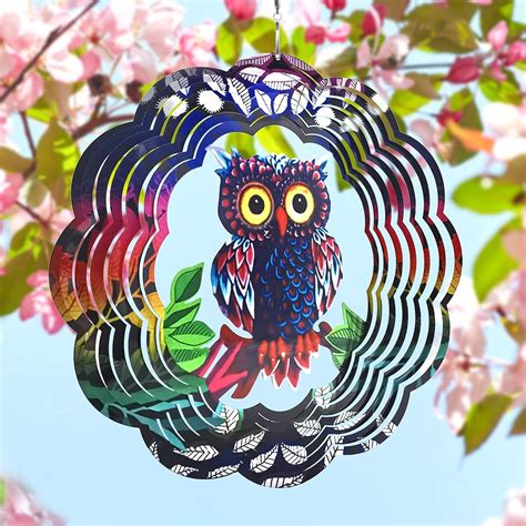 Windspiele für Draußen Hängend Metall Eule Wind Chimes Groß Edelstahl
