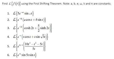 solved 3 find c{ } using the first shifting theorem note