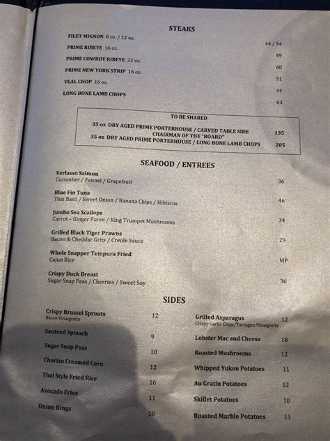 Menu At Dee Lincoln Prime Restaurant Frisco