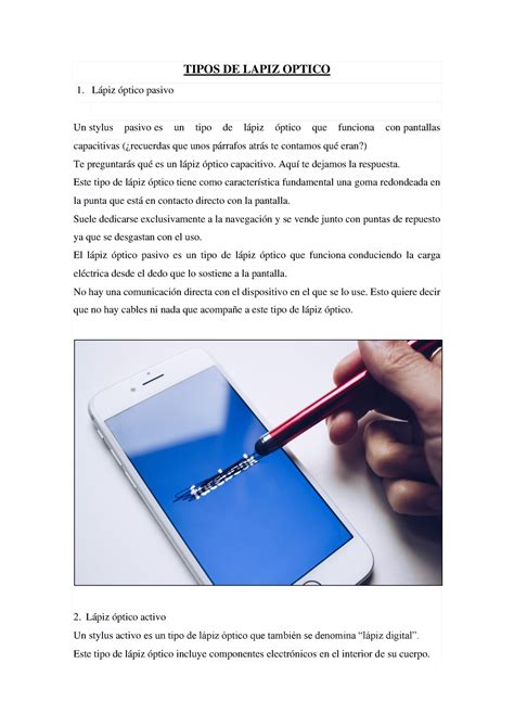 Tipos DE Lapiz Optico computo TIPOS DE LAPIZ OPTICO Lápiz óptico