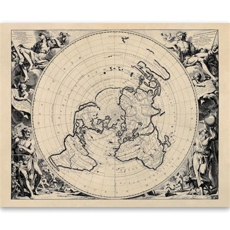 Ancient Flat Earth Map Poster Urbano Monte 1587 Antique Etsy Australia