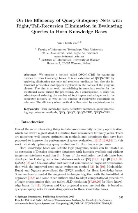 pdf on the efficiency of query subquery nets with right tail recursion elimination in