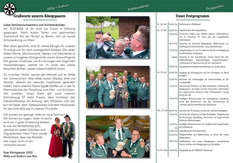 Einladung Schützenfest 2024 St Martinus Schützenbruderschaft Elten