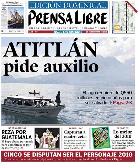 Portada del periódico Prensa Libre Guatemala Todos los periódicos de