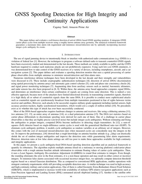 pdf gnss spoofing detection for high integrity and continuity applications