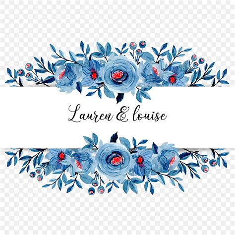 Quadro De Flor Floral Azul Aquarela Png Clipart Floral Flor