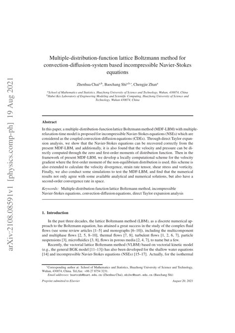 pdf multiple distribution function lattice boltzmann method for convection diffusion system