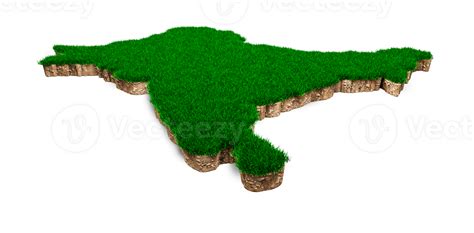Subcontinent Map Soil Land Geology Cross Section With Green Grass