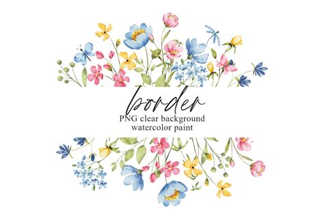 Watercolor Flower Frame Border PNG Graphic By Larisa Maslova