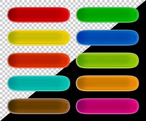 Premium PSD Set Of Round Rectangle Shape Buttons In 3d Render