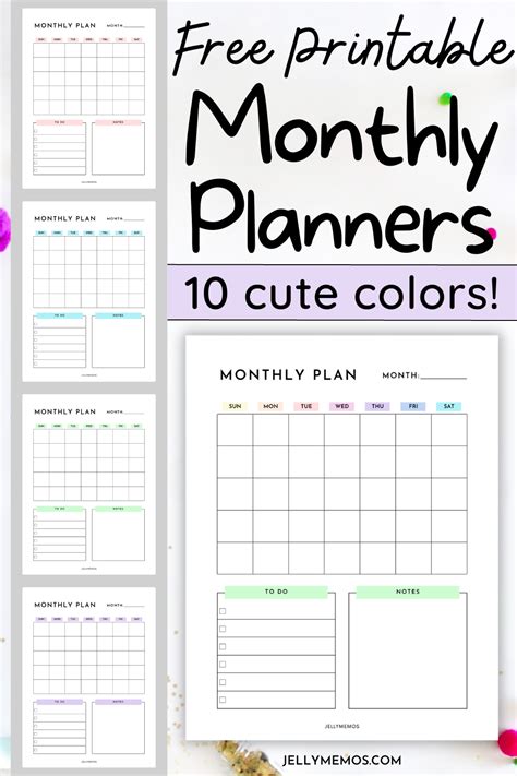 Cute Monthly Planner Printables For Productivity JellyMemos Monthly